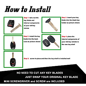 Cutting Not Required - Replacement Key Fob Shell Case Fit for Honda Accord Civic Ex Pilot CR-V 4 Buttons Keyless Entry Remote Car Key Housing with Screwdriver