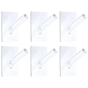 Jetec 6 Pieces Hat Hook for Wall Acrylic Hooks Clear Hat Hooks Coat Hooks Hat Rack Robe Hook Adhesive Hooks for Bathroom Kitchen Towels Wall Hat Clothes and More (Clear)