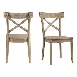 Bowery Hill 19'' Transitional Wood X-Back Side Chair in Natural (Set of 2)