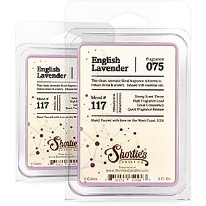 Shortie's Candle Company Pure English Lavender Wax Melts Multi Pack - Formula 117-2 Highly Scented Bars - Made with Essential & Natural Oils - Flower & Floral Air Freshener Cubes Collection