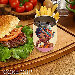 African Ame-rican Woman Insulated Tumbler with Lid Stainless Steel Coffee Mug Cute Wine Tea Water Cup Pink-style