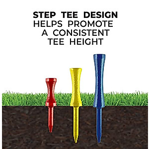 Pride Professional Tee System Two Piece Step Tee, 50 Count, 2-3/4 inch (Yellow)
