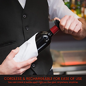 Premium Electric Wine Opener By SETORIS- Automatic Electric Wine Bottle Corkscrew Opener With Foil Cutter Set- Rechargeable Cordless Stainless Steel Bottle Opener For Home, Bars & Professional Use