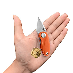 BESTECH KNIVES Mini Folding Pocket Knife: 1.53" 14C28N Steel Stain Stonewash Tanto Blade, G10 Handle, Front Flipper Liner Lock, Good for Outdoor EDC (BG38C Orange)