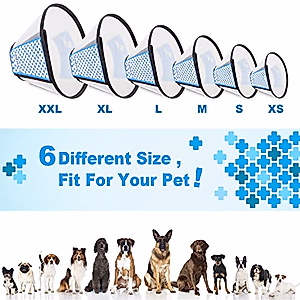 Supet Dog Cone Adjustable Pet Cone Pet Recovery Collar Comfy Pet Cone Collar Protective Collar for After Surgery Anti-Bite Lick Wound Healing Safety Practical Plastic E-Collar