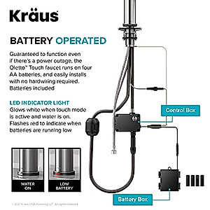 KRAUS Oletto Tall Modern Single-Handle Touch Kitchen Sink Faucet with Pull Down Sprayer in Chrome, KTF-3101CH