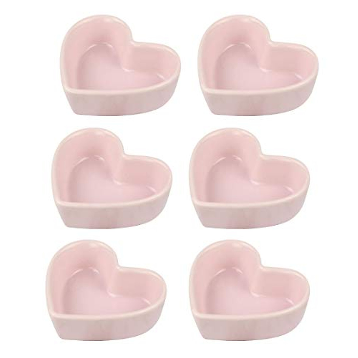 FUYU Colorful Heart Shaped Ceramic Ramekin Bowls Souffle Dishes Pudding Cups Snack Dishes Dipping Bowls