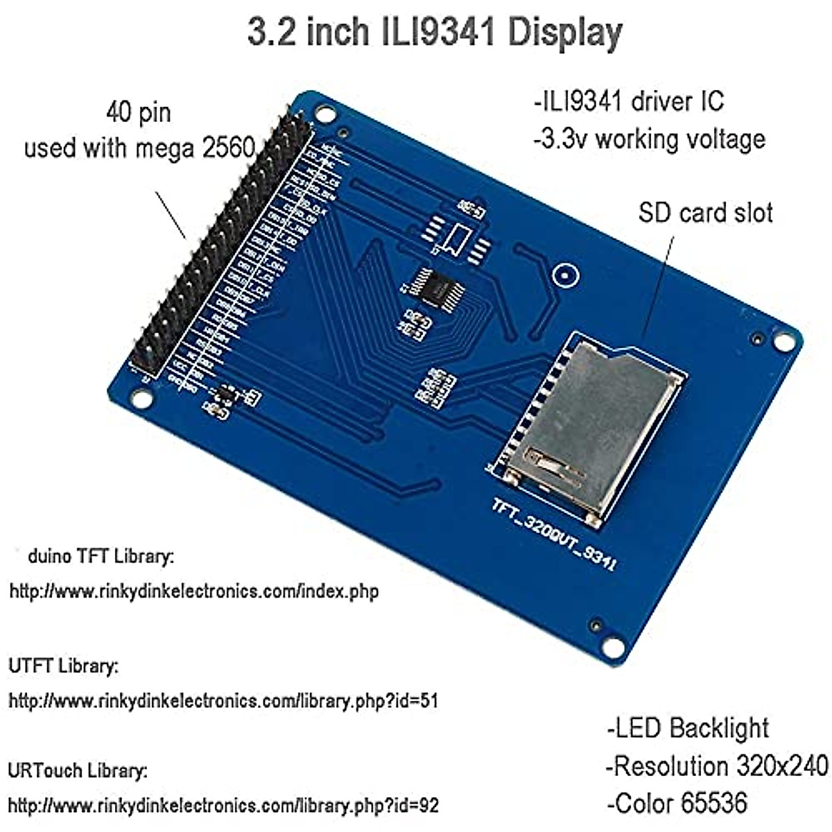 NEXTION ILI9341 Display 3.2 inch Resistive Touch Screen +400 Breadboard Jumper Wire Alligator Clip Cable