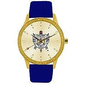 New Sigma Gamma Rho Sorority Blue Leather Band Watch with Shield, 88S