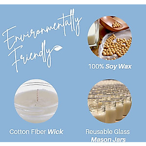 Nika's Home Seaside Wood Soy Candle 12oz Mason Jar Non-Toxic White Soy Handmade, Long Burning 50-60 Hours Highly Scented All Natural, Clean Burning Large Candle Gift Décor