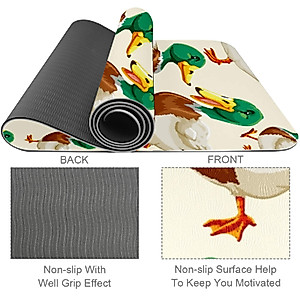 Unicey Cute Cartoon Funny Green Head Ducks Yoga Mat Thick Non Slip Yoga Mats for Women&Girls Exercise Mat Soft Pilates Mats,(72x24 in, 1/4-Inch Thick)