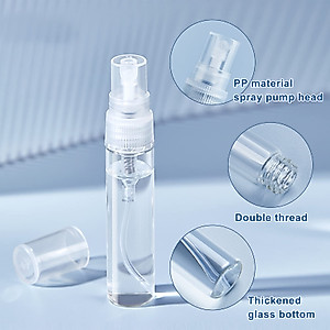 BENECREAT 25 Pack 10ml Small Glass Perfume Bottle Clear Fine Mist Spray Bottles for Essential Oils, Perfume and Cleaning Liquid