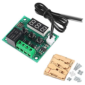 AEDIKO W1209 DC 12V Digital Temperature Controller Board Blue Digital Display Thermostat -50-110°C Electronic Temperature Temp Control Module Switch with Waterproof Case (1-Pack)
