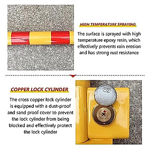 Car Parking Space Lock Bollard, High Visibility Yellow and Red Lockable Fold Down Car Parking Barrier Post, Private Car Park Driveway Guard Saver Blocker with Locking Base (Color : Black)