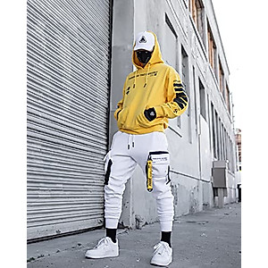 Fabric of the Universe Techwear Graphic Cyberpunk Streetwear Fashion Hoodie (Yellow Y-2050, Medium, m)