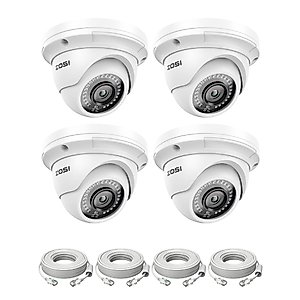 ZOSI 4PK 5MP Add-on POE IP Security Camera with Etherent Cables PoE Dome Camera with Night Vision,IP66 Weatherproof, Compatible with ZOSI 4K/5MP NVR(Model:ZR08EN,ZR08DN,ZR08PN,ZR16DK)