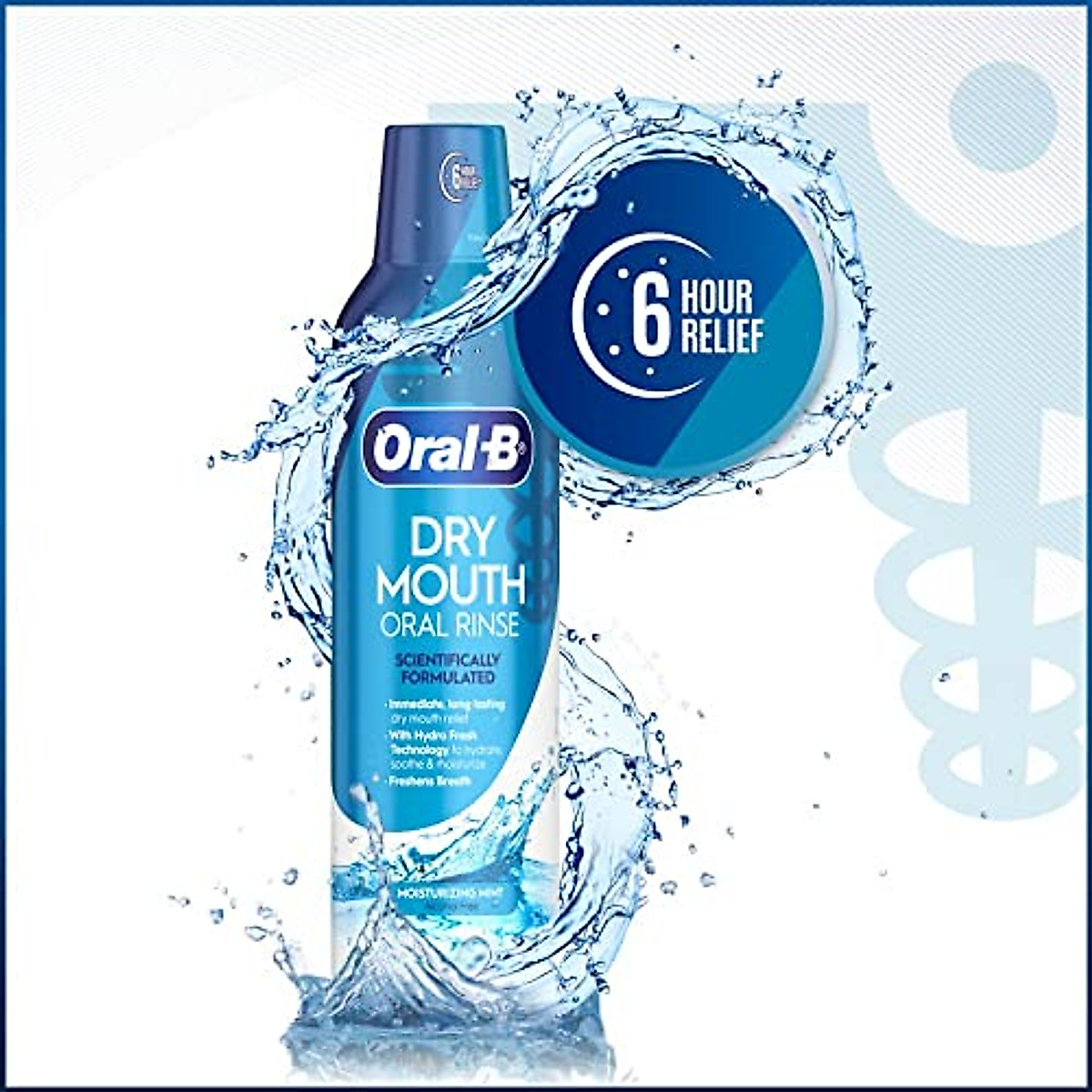 Oral-B Dry Mouth Oral Rinse Mouthwash, Moisturizing Mint, 16 Fl Oz