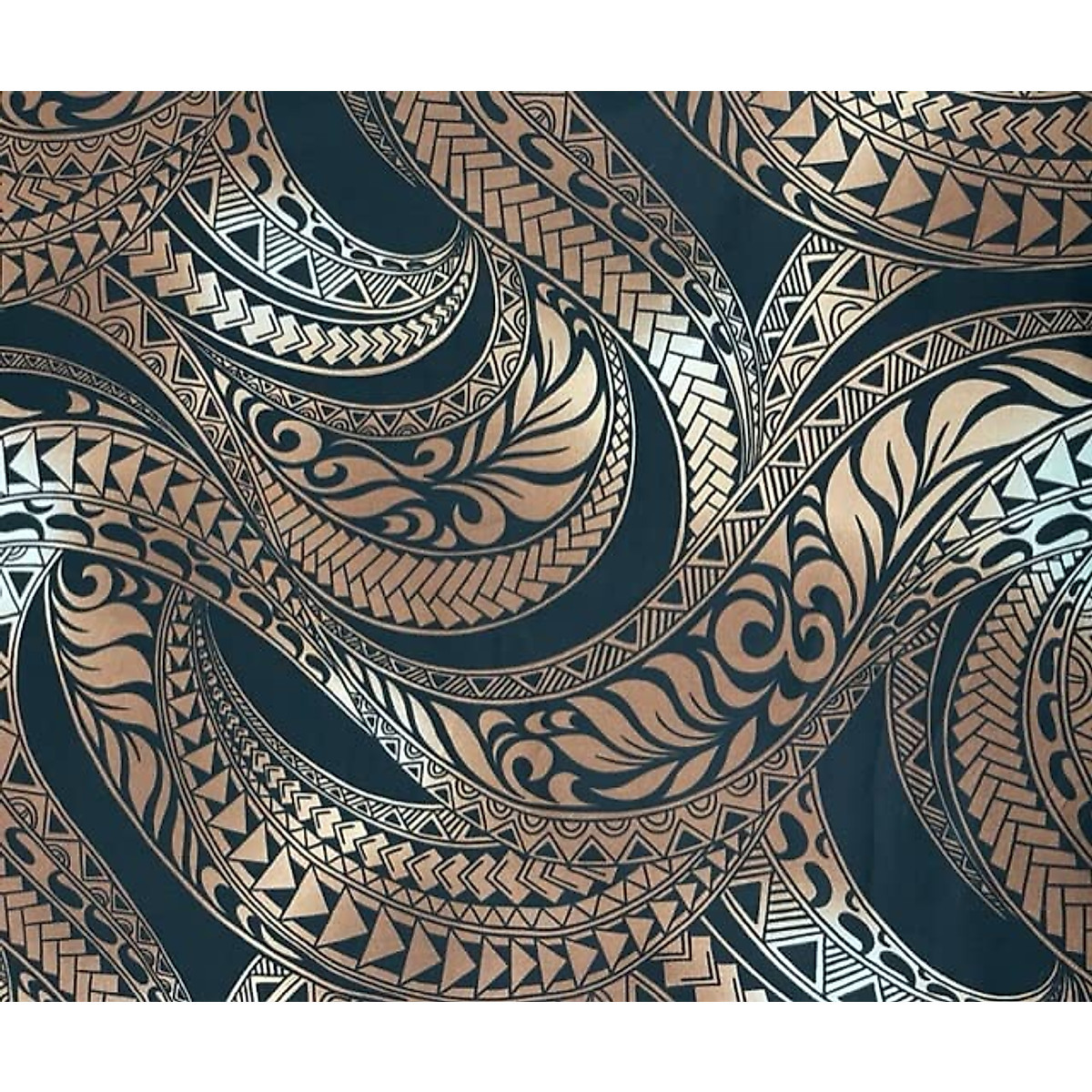 Originals by Hitomi Brown Swirly Tribal Hawaiian Print Fabric Sold by The Yard