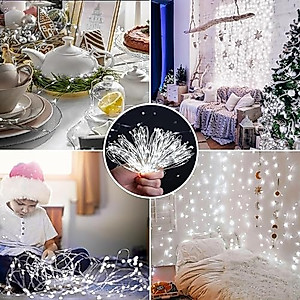 C-LARSS Battery Operated Fairy Lights 3 Pcs Copper Wire Waterproof Operated Led with Remote Control Dimmable Timer Function 8 Lighting Modes Garden Christmas White Light.