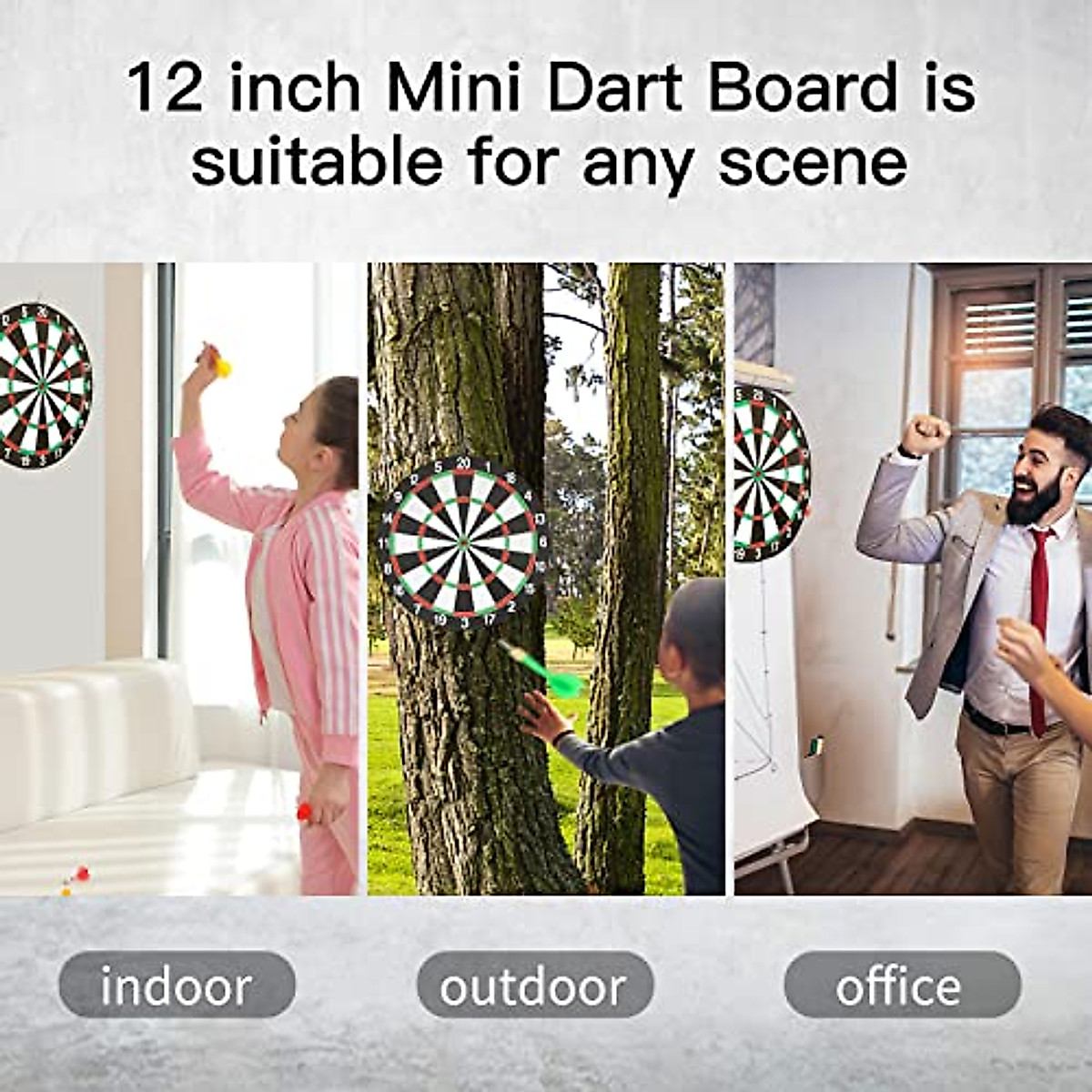 Mini Dart Board Set, 12 inches Double-Sided Dartboard, Professional Dart Boards with 4 Darts, Excellent Dartboard Game for Adults and Kids, Suitable Indoor Games & Party Games for Family and Friends