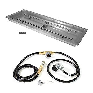Celestial Fire Glass 36" x 12" Drop-in Burner Pan and 150k BTU LP Burner Connection Kit