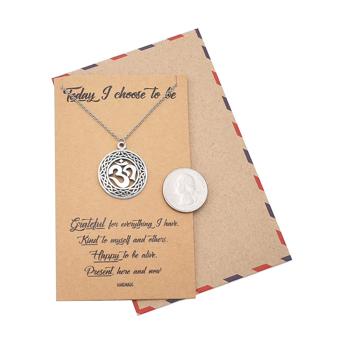 quan jewelry Yoga Necklace Om Pendant, Inspirational Gifts for Women