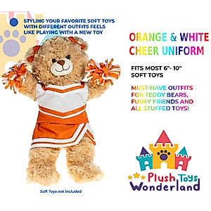 Plush Toys Wonderland Orange and White Cheer Uniform for 6-10 Inch Stuffed Animals - Bring Spirit to Your Plush Friend Toys Gift's for Kids !
