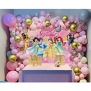 Pink Princess Backdrop Girls 1st 2nd Happy Birthday Party Backdrop Princess Fantasy Fairy Tale Party Photography Decoration Background 7x5ft