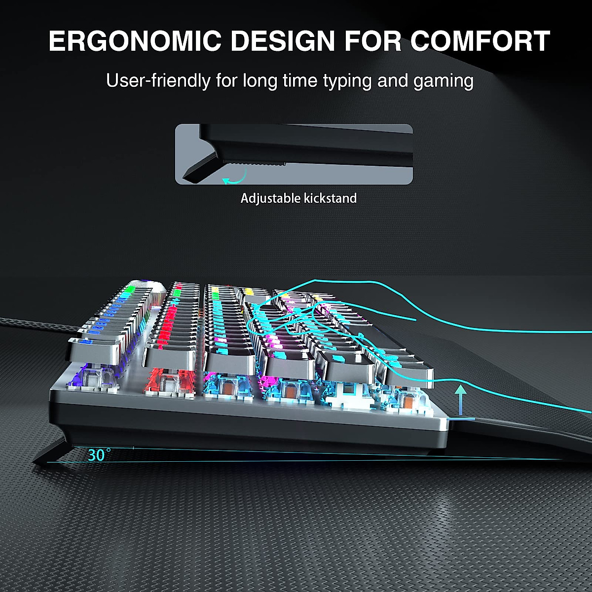 AULA F2088 Mechanical Gaming Keyboard, Tactile Brown Switches, LED Rainbow Backlit, Volume Controls, Removable Wrist Rest, Unique Cool Square Keycaps, Full Size Wired Keyboard for Windows/Mac/PC