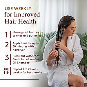 OKAY | Extra Dark 100% Natural Black Jamaican Castor Oil with Coconut Oil | For All Hair Textures & Skin Types | Grow Strong Healthy Hair - Moisturize & Revitalize Skin | 4 Oz