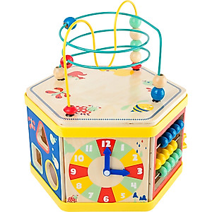 Small Foot Wooden Toys Activity Center 7-in-1 Iconic Motor Skills Move it! playset Designed for Children 12+ Months