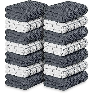 Utopia Towels Kitchen 12 Pack, 15 x 25 Inches, 100% Ring Spun Cotton Super Soft and Absorbent Linen Dish Towels, Tea Bar Set (Grey)
