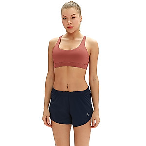 icyzone Padded Strappy Sports Bra Yoga Tops Activewear Workout Clothes for Women (M, Copper Brown)