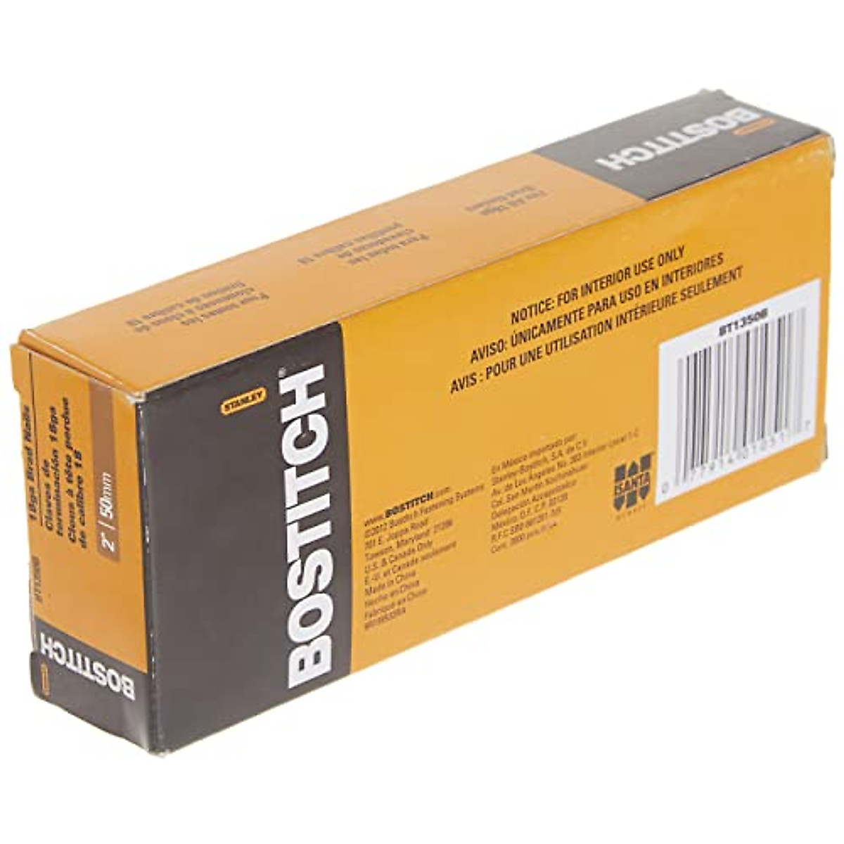 BOSTITCH Brad Nails, 18 GA, 2-Inch, 2000-Pack (BT1350B) , Brown