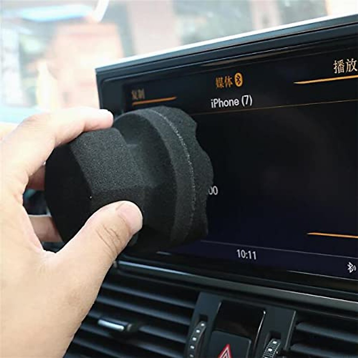 ShanLily Sponge Tire Shine Applicator Pad, Durable and Reusable Hex-Grip Tire Dressing Applicator Pad for Applying Tire Shine