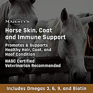 Majesty's Omega Wafers - Superior Horse / Equine Skin, Coat, and Immune Support Supplement - Omega 3, 6, 9, and Biotin - 60 Count (2 Month Supply)