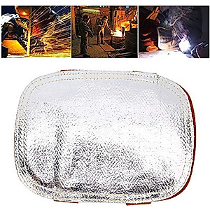 Dioche High Temperature Hand Guard Shield, Anti High Heat Transfer Flow Hand Guard Gloves Heat Shield Split Leather Leather Aluminized Back Weld Hand Pad