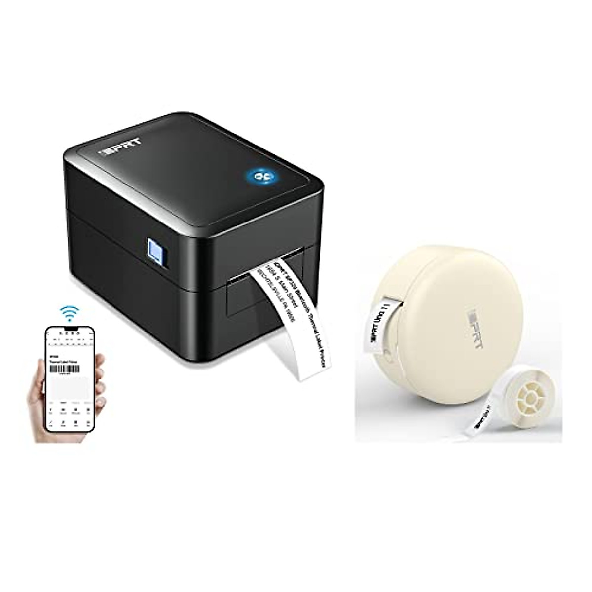 iDPRT 3" Bluetooth Label Maker SP320 & 1" Label Maker with Tape Una11 White