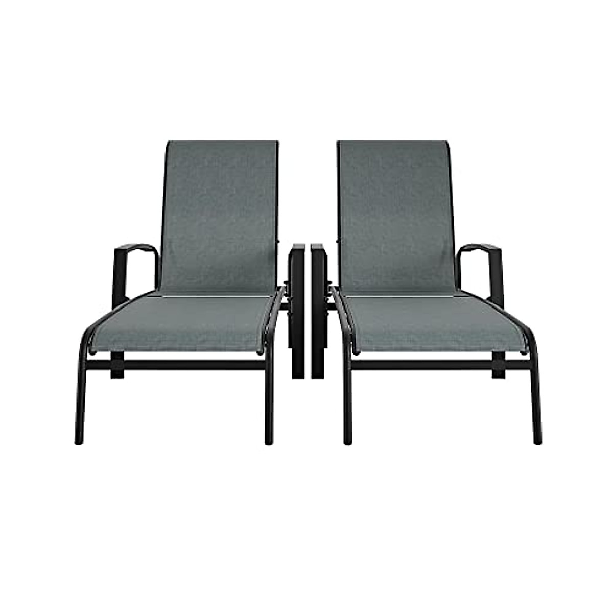 Cosco Outdoor Adjustable Aluminum Chaise Lounge Patio Furniture Set, 2-Pack, Black and Blue