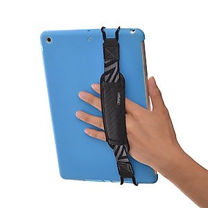 TFY Tablet Security Hand Strap Holder, Compatible with iPad (iPad Mini & Mini 5 & Mini 6 / iPad Air 4 / iPad Air 5 / iPad Pro 9.7Inch) - Samsung Tablets - Nexus 7 / Nexus 10 and More (Black)