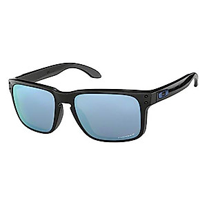 Oakley Holbrook OO9102 9102C1 57M Polished Black/Prizm Deep H2O Polarized Square Sunglasses For Men+ BUNDLE Accessory Leash + BUNDLE with Designer iWear Eyewear Kit