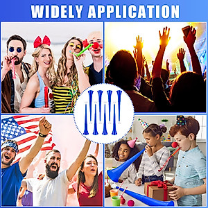 Honoson 8 Pieces Collapsible Stadium Horn 24 Inch Plastic Trumpet Vuvuzela Horn Blow Horn Noisemakers for Sporting Events Graduation Games School Sports Party Supplies Favors Accessories (Blue)