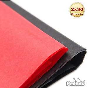 PMLAND Premium Quality Gift Wrapping Paper - Black and Red - 20 Inches x 26 Inches 60 Sheets