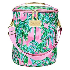 Lilly Pulitzer Pink/Green Insulated Soft Beach Cooler with Adjustable/Removable Strap and Double Zipper Close, Suite Views