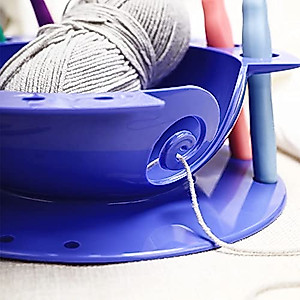 HOUSON Yarn Bowl Large Knitting Bowl Holder with Crochet Hooks Hole Holder,Knitting Flat Bottom Wool Balls Storage Organizer Yarn Storage Bowl for Women Crocheting Knitting Mother's Day Christmas Gift