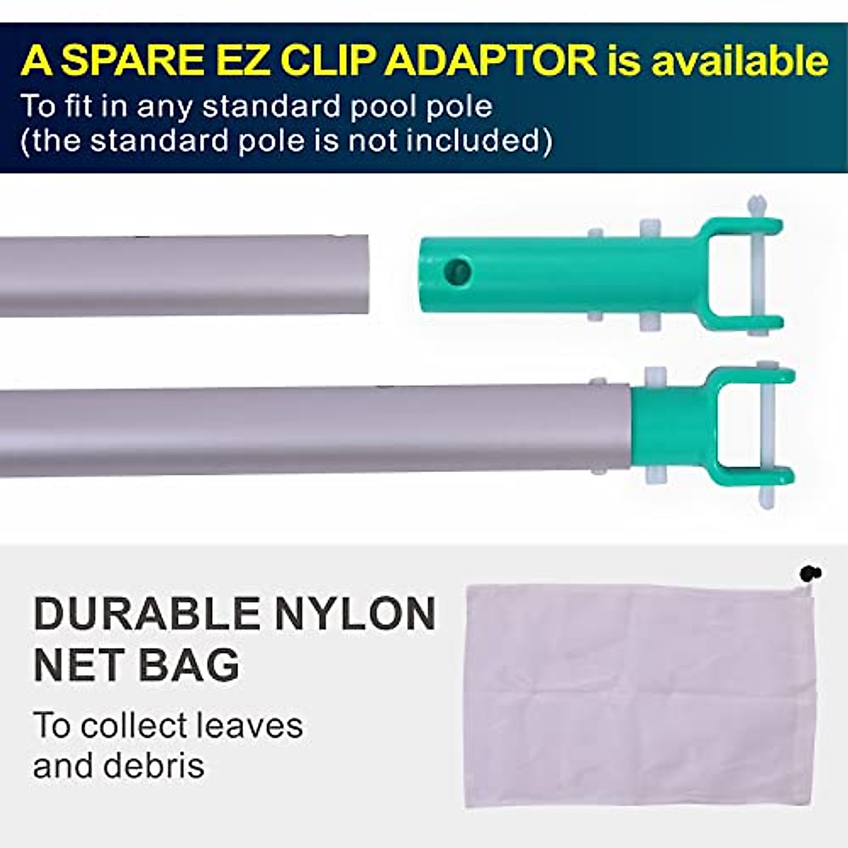 urchindj Underwater Jet Vacuum Cleaner, Portable Pool Vacuum Jet Underwater Cleaner W/Brush & 56.7" Pole, Handheld Jet Pool Vacuum for Above Ground Pool, Attach to Garden Hose