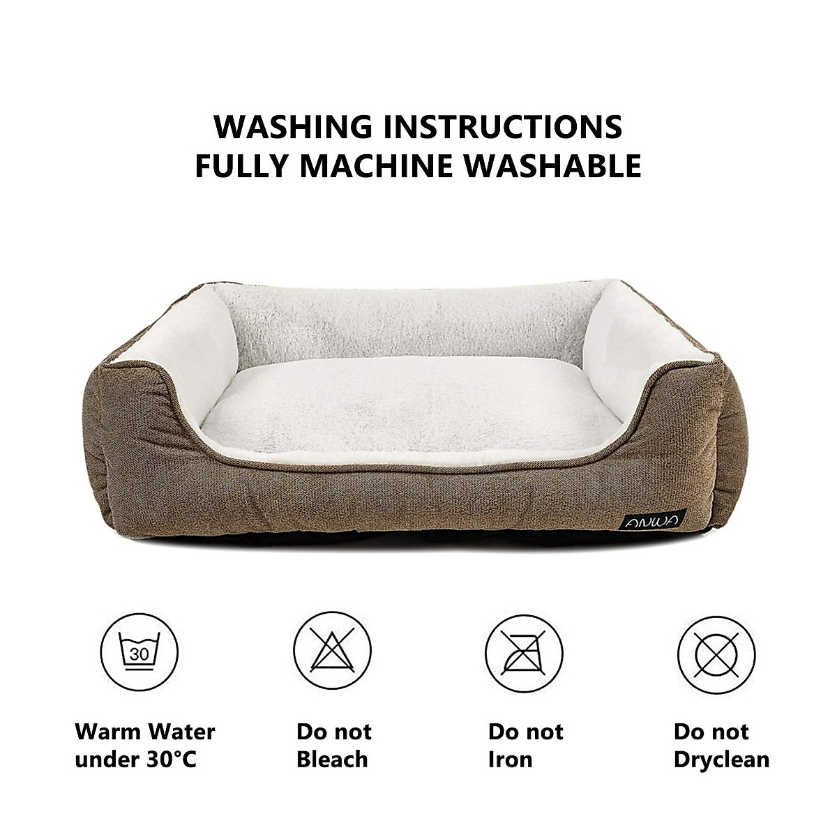 Durable Dog Bed Machine Washable Medium Dog Bed Square, Comfortable Puppy Dog Bed Medium