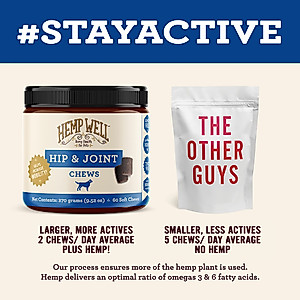 Hemp Well Hip and Joint Soft Chews – Best Joint Supplement for Dogs, Organically Sourced with Hemp, Glucosamine, Chondroitin and Breed Dogs, 30 Count