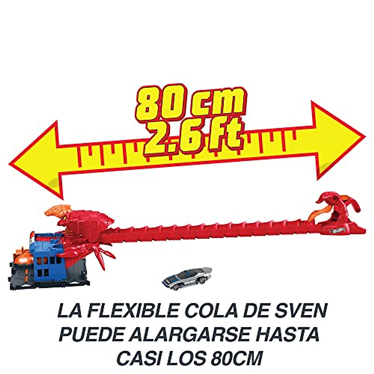 Hot Wheels Toy Car Track Set City Scorpion Flex Attack & 1:64 Scale Car, Bendable Tail Extends 2.5 Ft., Connects to Other Sets