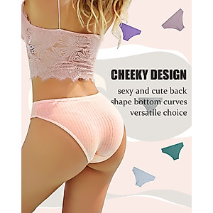FINETOO 9 Pack Cotton Underwear for Women Sexy Low Rise Ribbed Hipster Breathable Soft Womens Bikini Panties Cheeky S-XXXL